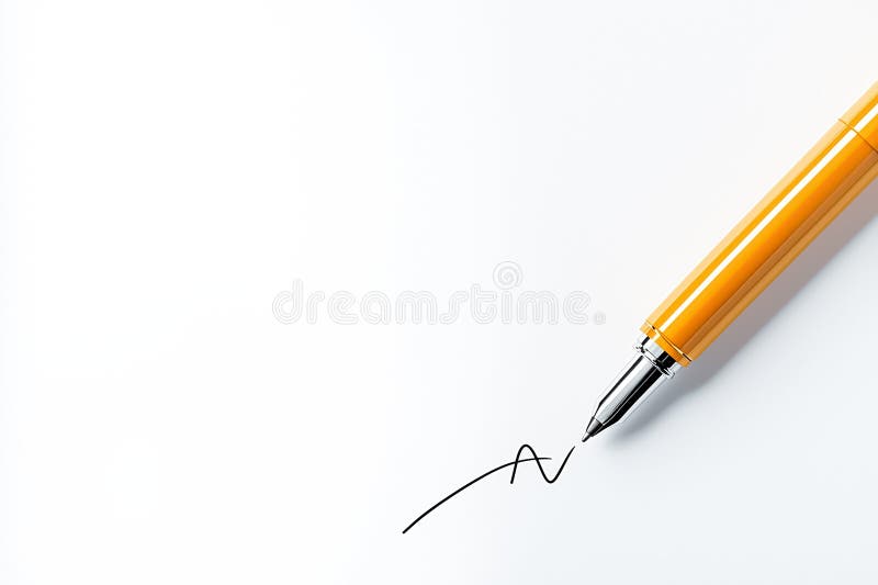 A Pen Rests on a Blank Piece of Paper, Creating a Line that Gradually ...
