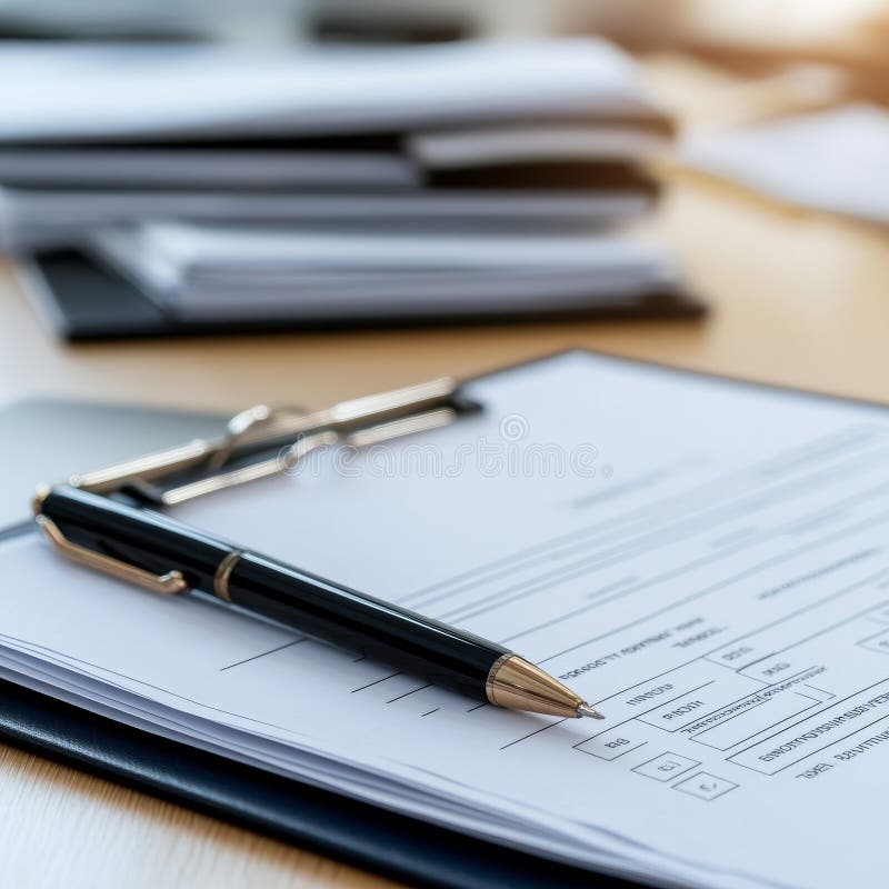 A Pen Rests on a Clipboard Filled with Documents Highlighting Themes of ...