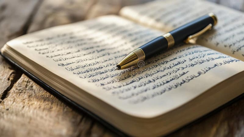 Pen Rests on Open Book, a Moment of Reflection and Deep Thought Theme ...