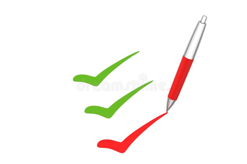 Pen with right mark stock illustration. Illustration of answer - 54989815