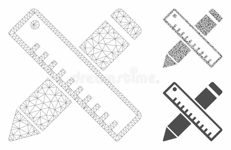 Pen and Ruler Design Tools Vector Mesh 2D Model and Triangle Mosaic ...