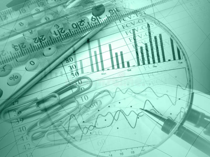 Pen, Ruler, Magnifier and Calculator (green) Stock Photo - Image of ...