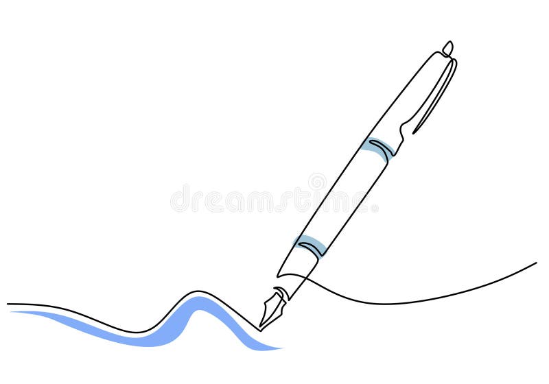 Pen - School Education Object, One Line Drawing Continuous Design ...