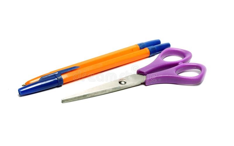 Pen and scissors stock photo. Image of orange, group - 63516266