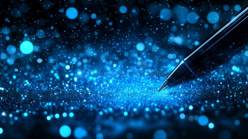 A Pen Scribbling on an Open Book, Illuminated with Polygon Mesh Lines ...