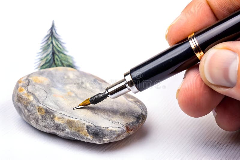 Pen Script Stone Sketching Drawing Paintbrush Stock Illustration ...