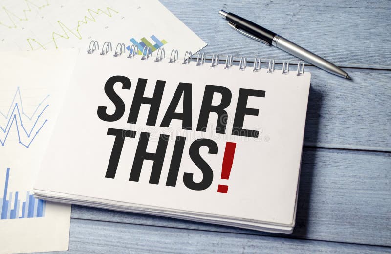 Pen and a Sheet of White Paper with the Text Share this Stock Image ...