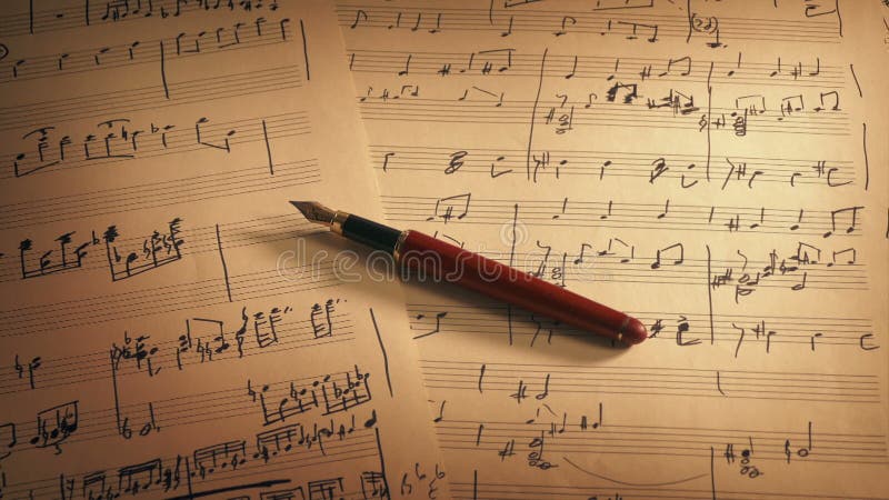 Writing Music Pen on Sheets Stock Video - Video of desk, performance ...