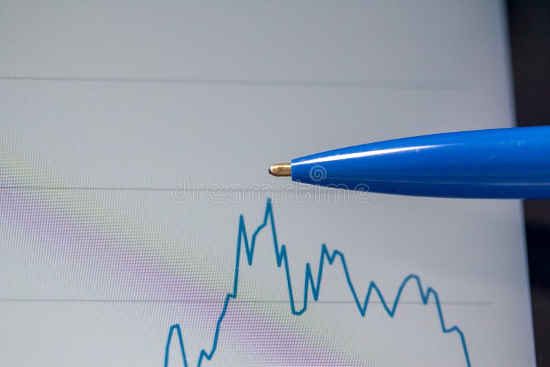 Pen Showing Graph Point on the Screen Stock Image - Image of work ...