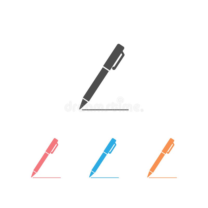 Pen Sign Icon Set on White, Vector Isolated Stock Vector - Illustration ...