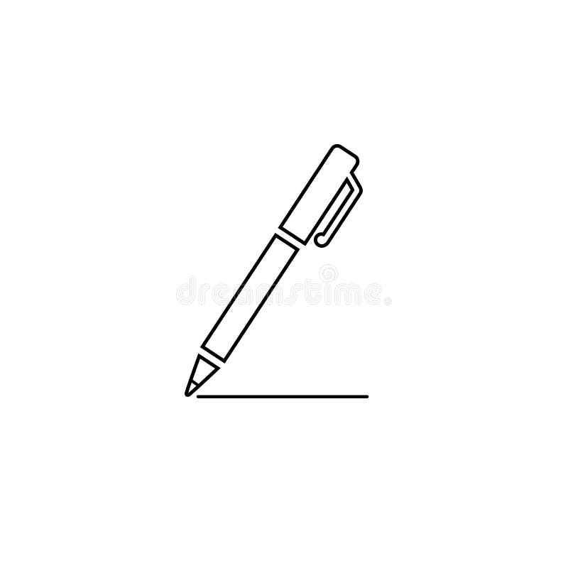 Pen Sign Line Icon on White, Vector in Modern Flat Style Stock Vector ...