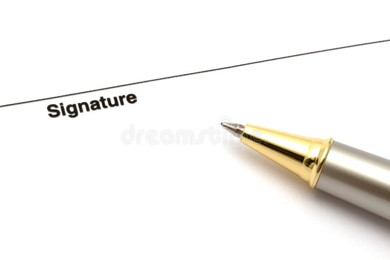 Pen and signature paper stock photo. Image of design - 24643852