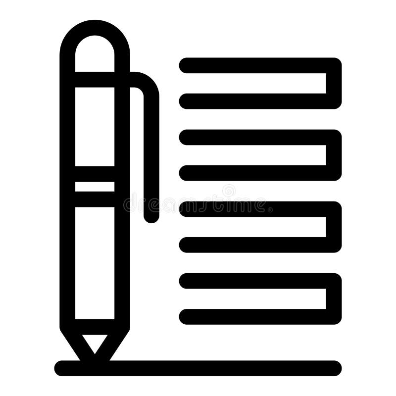 Pen Signing Contract or Taking Notes on Checklist Icon Stock ...