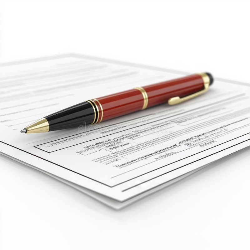 A Pen Sits on Top of a Stack of Papers Stock Illustration ...
