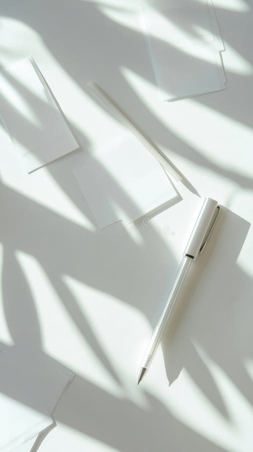 A Pen is Sitting on a White Surface with a Shadow of the Pen on the ...