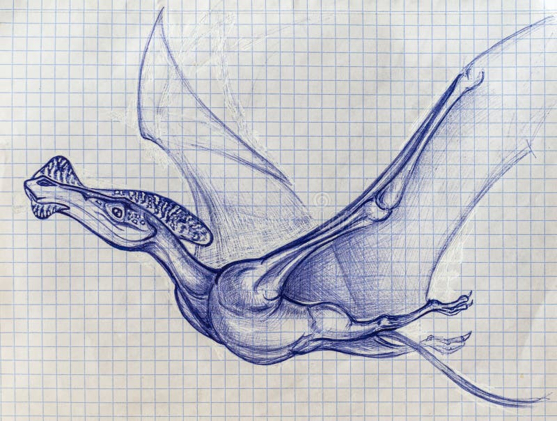 A Pen Sketch of Dinosaur, Pen on Paper Stock Illustration ...