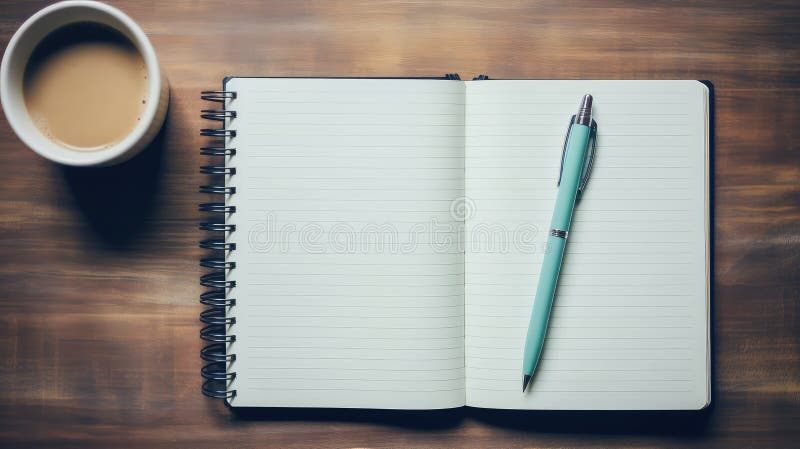 Pen Spiral Notebook on Table Stock Illustration - Illustration of ...
