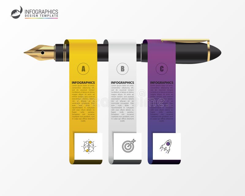 Pen with 3 Steps. Infographic Design Template. Vector Stock Vector ...