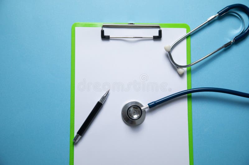 Pen, Stethoscope and Empty Space for Your Text Stock Illustration ...