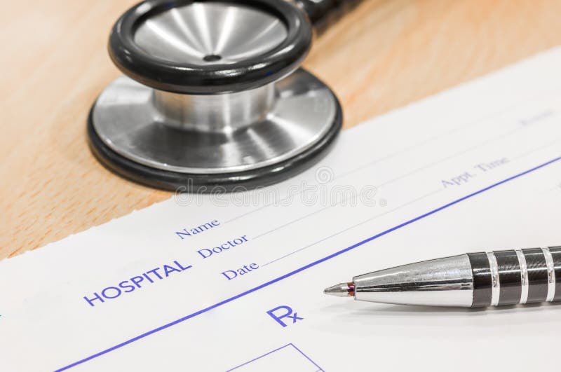 Pen and Stethoscope on Prescription Stock Image - Image of care ...