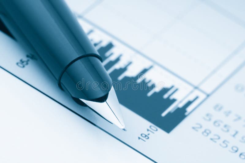 Pen on Stock Chart stock photo. Image of blue, develop - 1100322