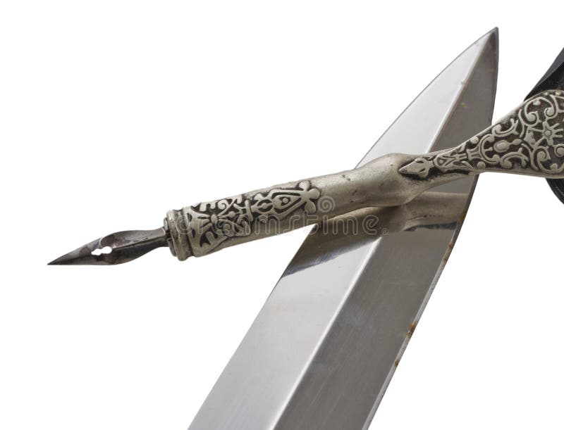 Pen And Sword stock image. Image of jotter, saying, calligraphy - 6084597