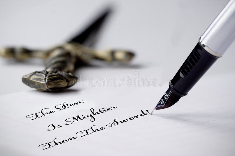 Pen and Sword stock image. Image of fight, mighty, book - 6084597