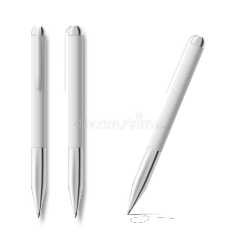 Pen Template of Items in Various Angles Realistic Vector Illustration ...