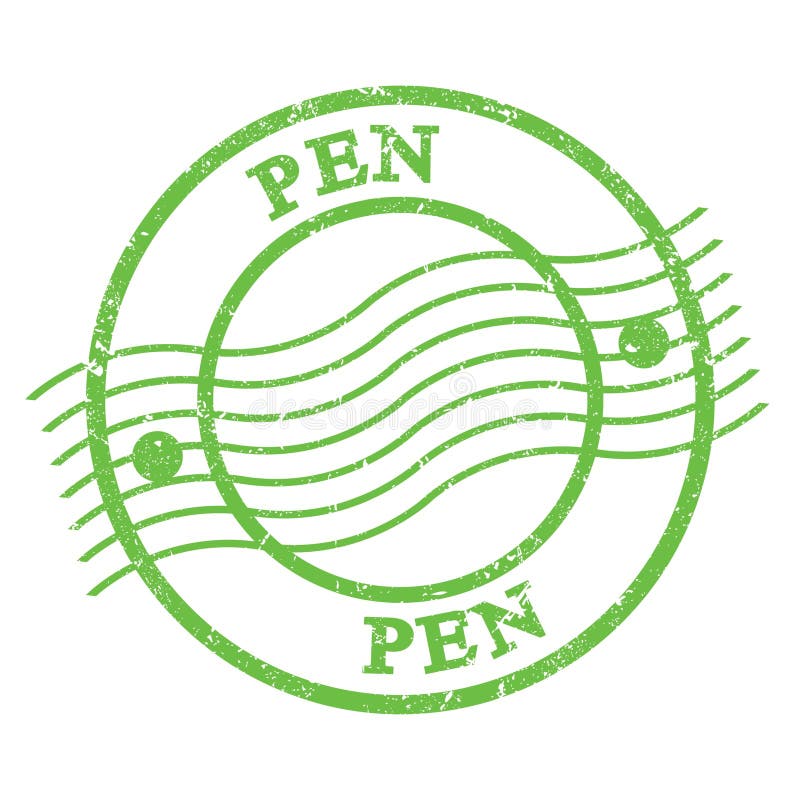 PEN, Text Written on Green Postal Stamp Stock Illustration ...