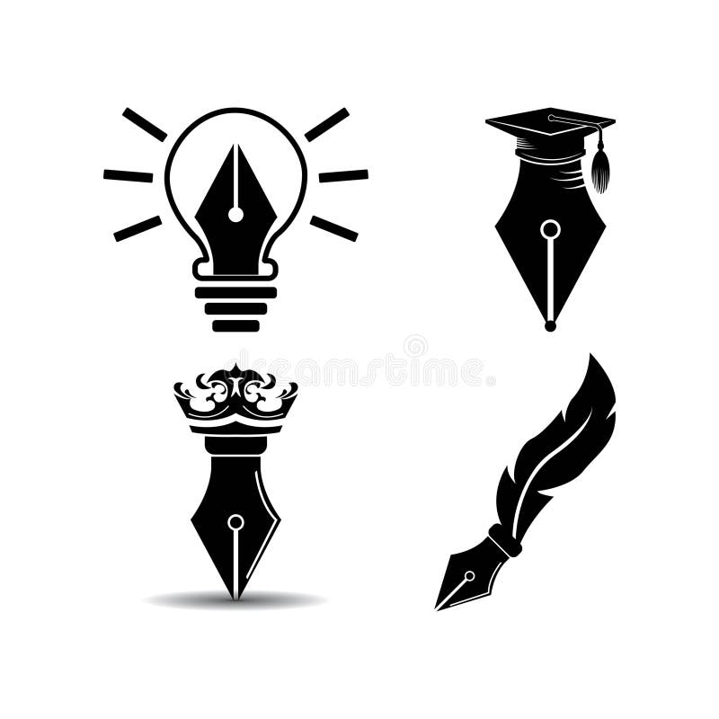 Pen Tool Icon Logo Vector Design Stock Vector - Illustration of lecture ...