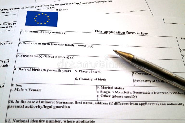 Schengen Visa Application Form Stock Photo - Image of european, form ...