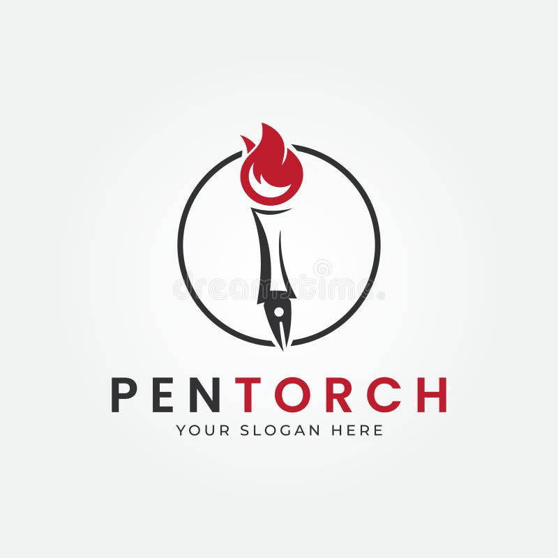Pen Torch Logo Vector Illustration Design Line Art Logo Minimalist ...