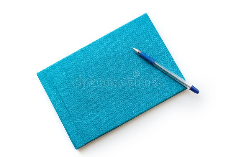 Pen and Turquoise Notebook on a White Background Stock Photo - Image of ...