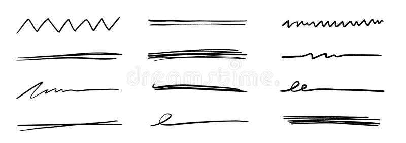 Pen Underline Line Stroke, Marker Scribble. Hand Drawn Mark, Brush ...