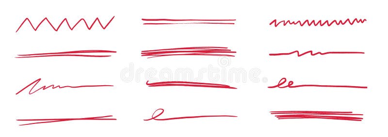 Pen Underline Line Stroke, Red Marker Scribble. Hand Drawn Mark, Brush ...