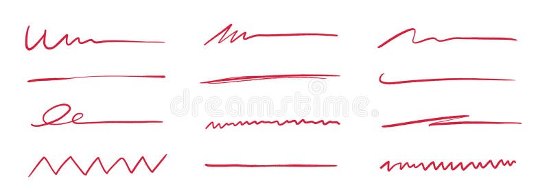 Pen Underline Line Stroke, Red Marker Scribble. Hand Drawn Mark, Brush ...