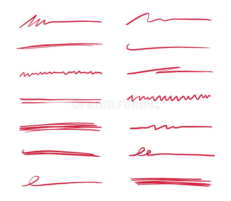 Pen Underline Line Stroke, Red Marker Scribble. Hand Drawn Mark, Brush ...