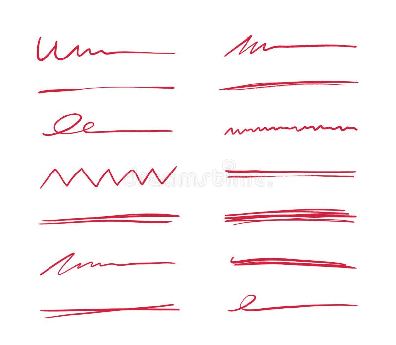 Pen Underline Line Stroke, Red Marker Scribble. Hand Drawn Mark, Brush ...