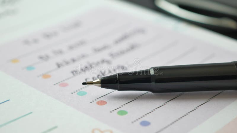 Pen on a Weekly Planner and Notepad on Table Stock Video - Video of ...