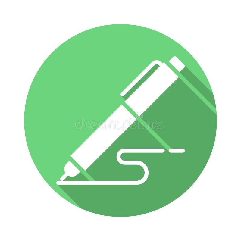 Pen, Write Flat Icon. Round Colorful Button Stock Vector - Illustration ...