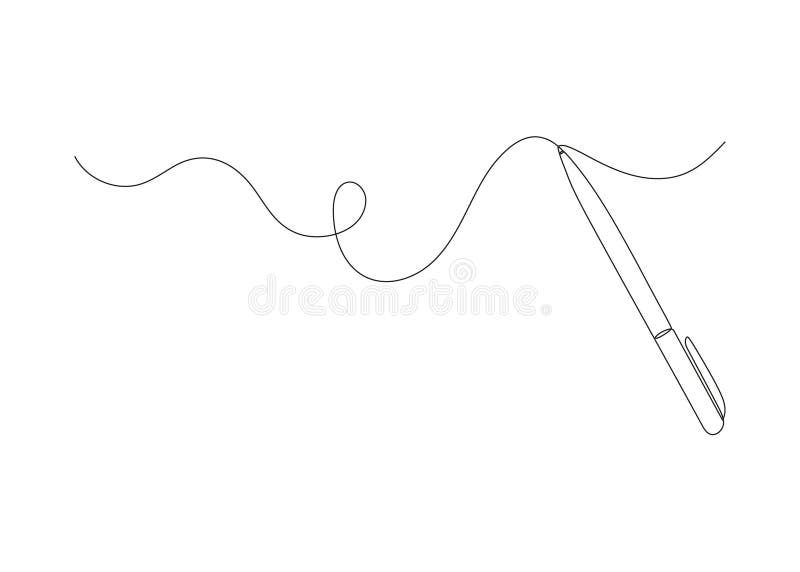 Pen Write, One Continuous Line Drawing. Writing Wave Thin Stroke ...