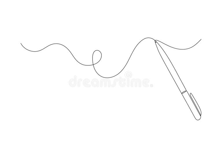 Pen Write, One Continuous Line Drawing. Writing Wave Thin Stroke ...