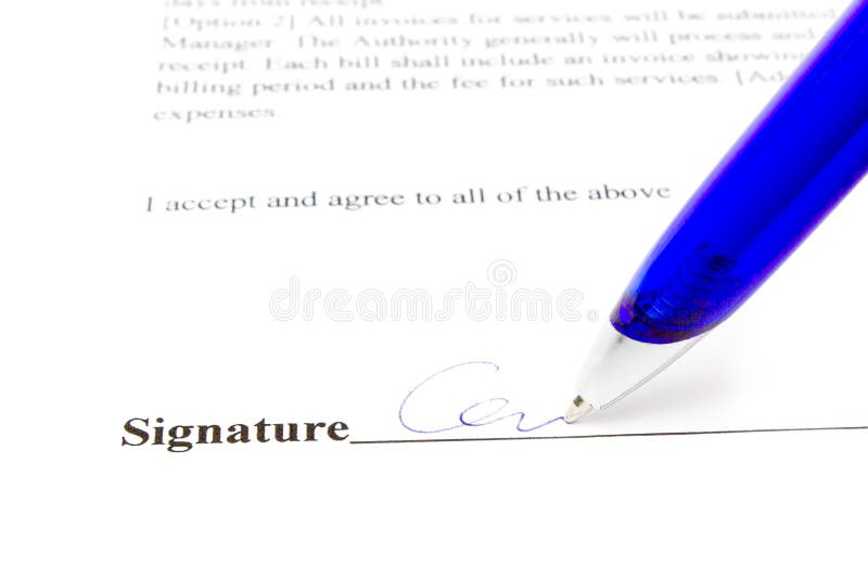 Pen and signature paper stock photo. Image of design - 24643852