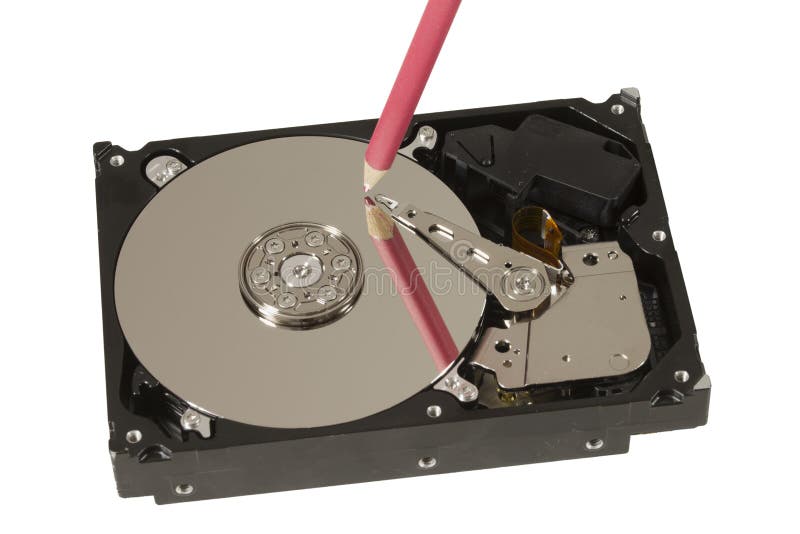 Pen writes to hard disc stock image. Image of close, data - 44903909