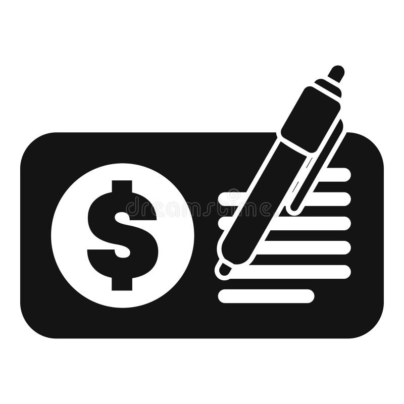 Pen Writing a Check for Payment with Dollar Symbol Icon Stock ...