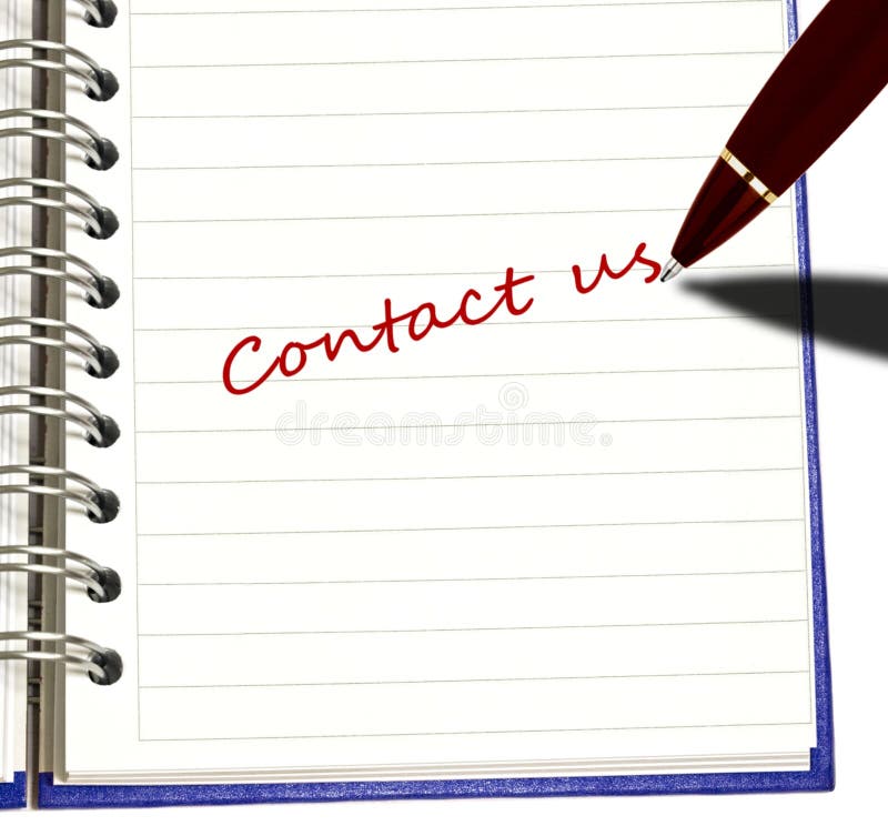 Pen writing Contact Us stock photo. Image of occasion - 21343224