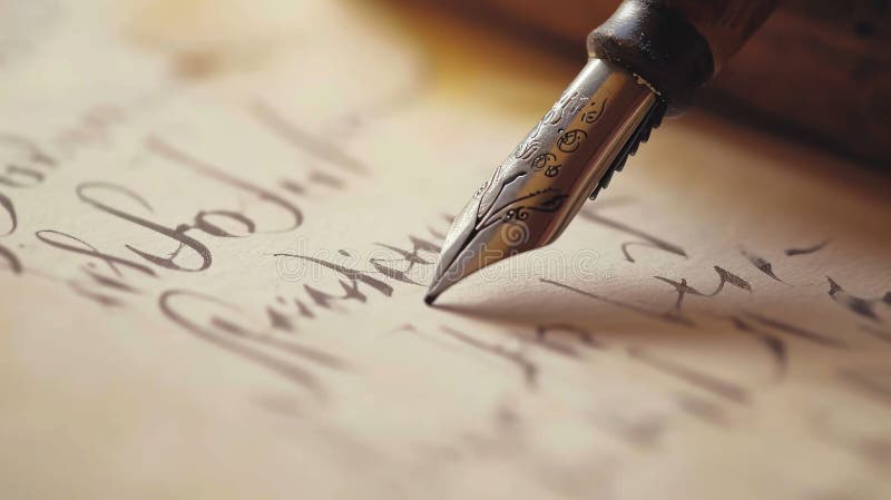 Pen Writing Cursive on Paper Stock Image - Image of curve, written ...