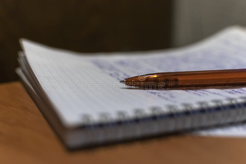 Ball Pen and Notebook on the Desktop Stock Image - Image of notebook ...