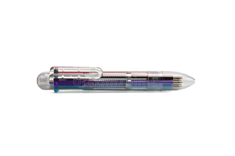 Pen Writing in Several Colors on a White Background.Fountain Pen Stock ...