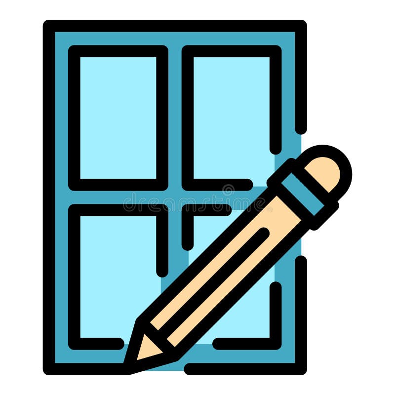 Pen Writing Window Icon Color Outline Vector Stock Vector ...